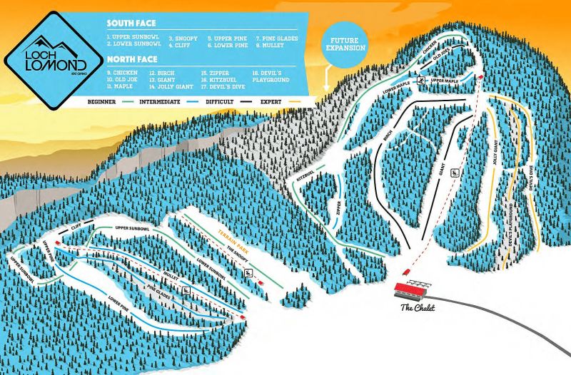 Loch Lomond Ski Area Piste Map / Trail Map