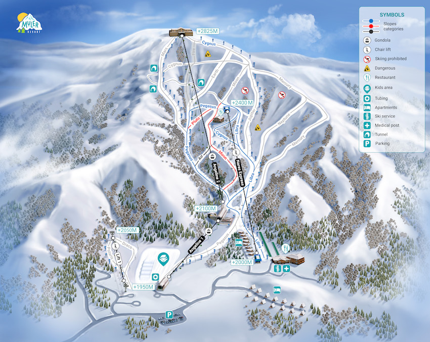 Myler Mountain Resort Piste Map / Trail Map