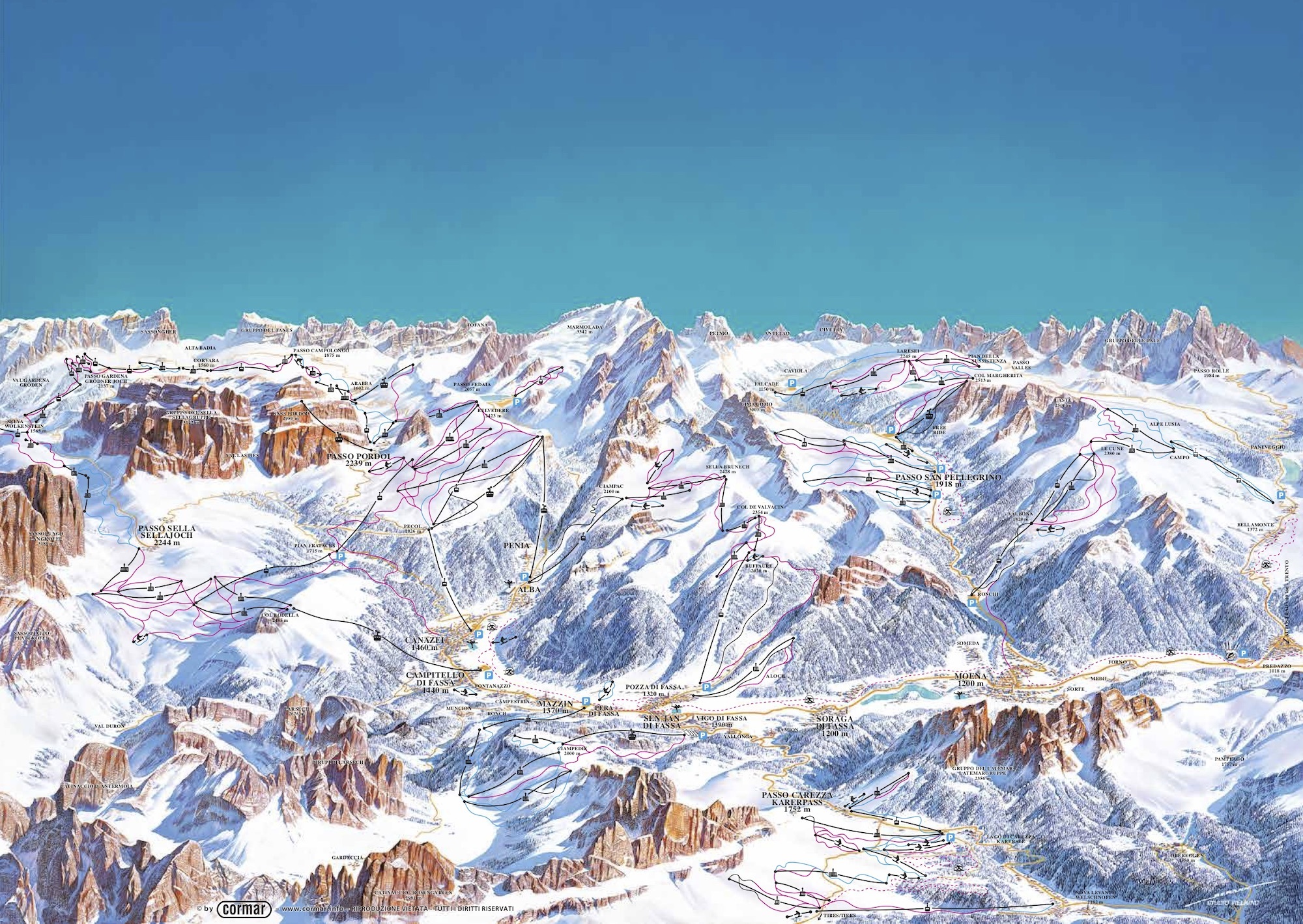 Passo Fedaia/Marmolada (Pian dei Fiacconi) Piste Map / Trail Map