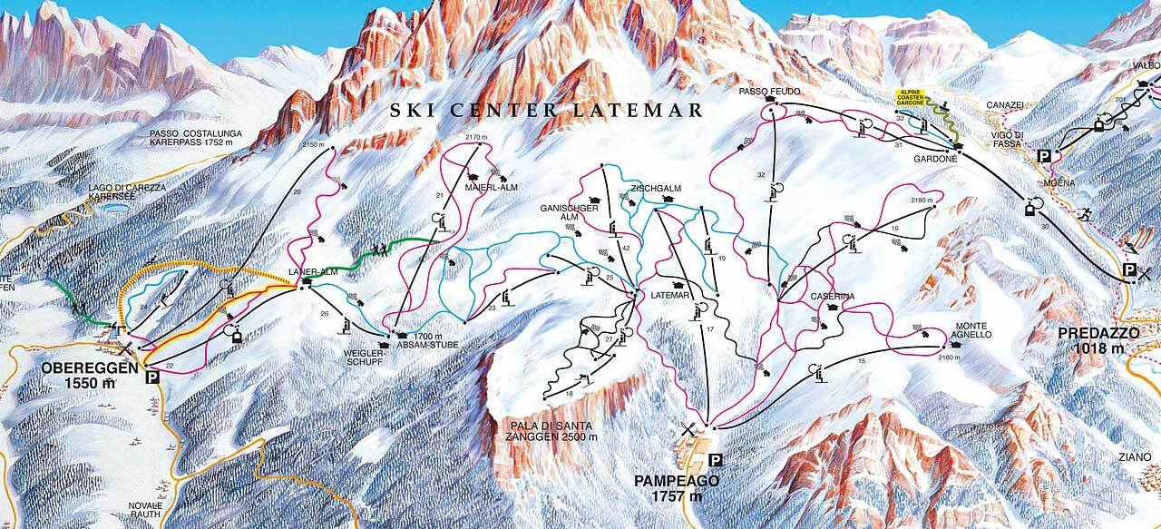 Ski Center Latemar Piste Map / Trail Map