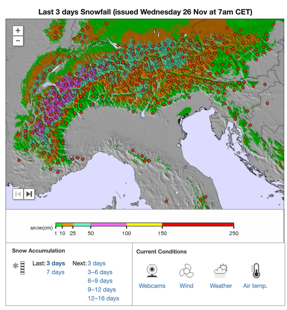 Up To A Metre Of Snowfall in Past 72 Hours in The Alps